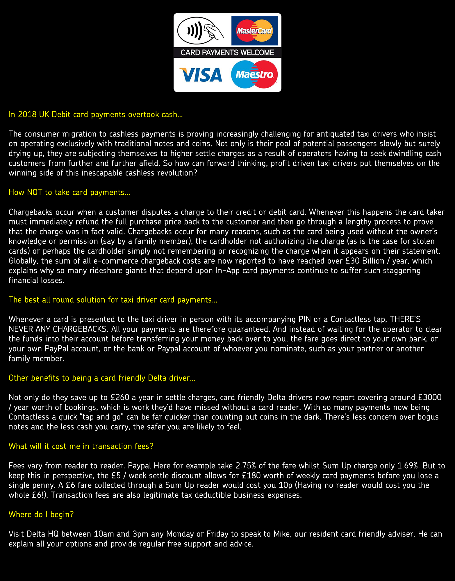 Delta Taxis - Important Driver Information