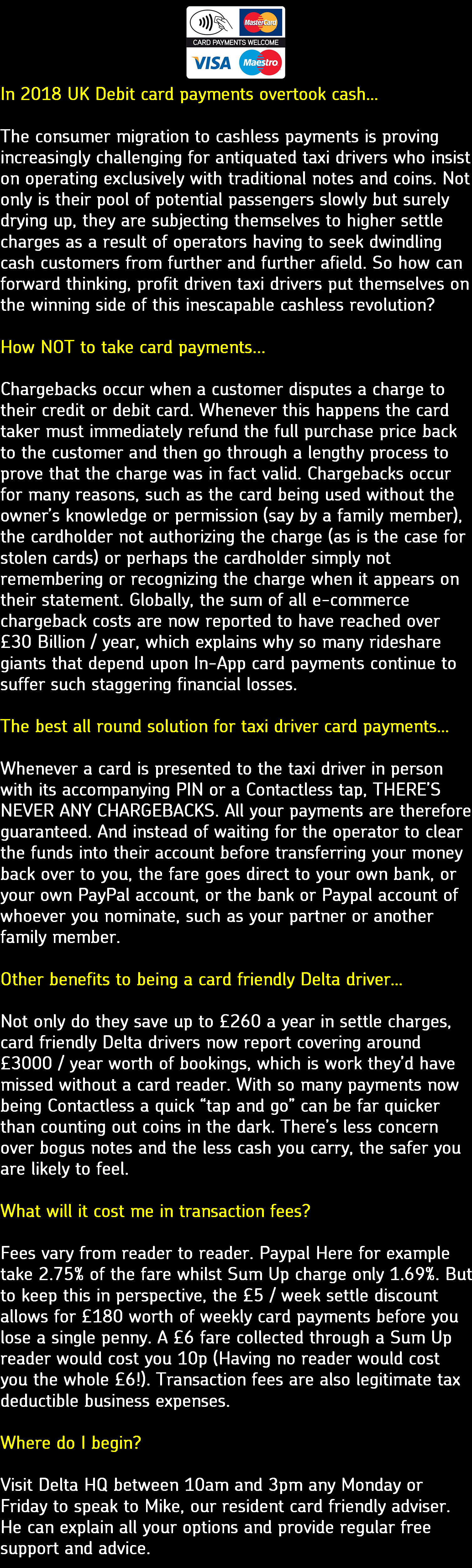 Delta Taxis - Important Driver Information
